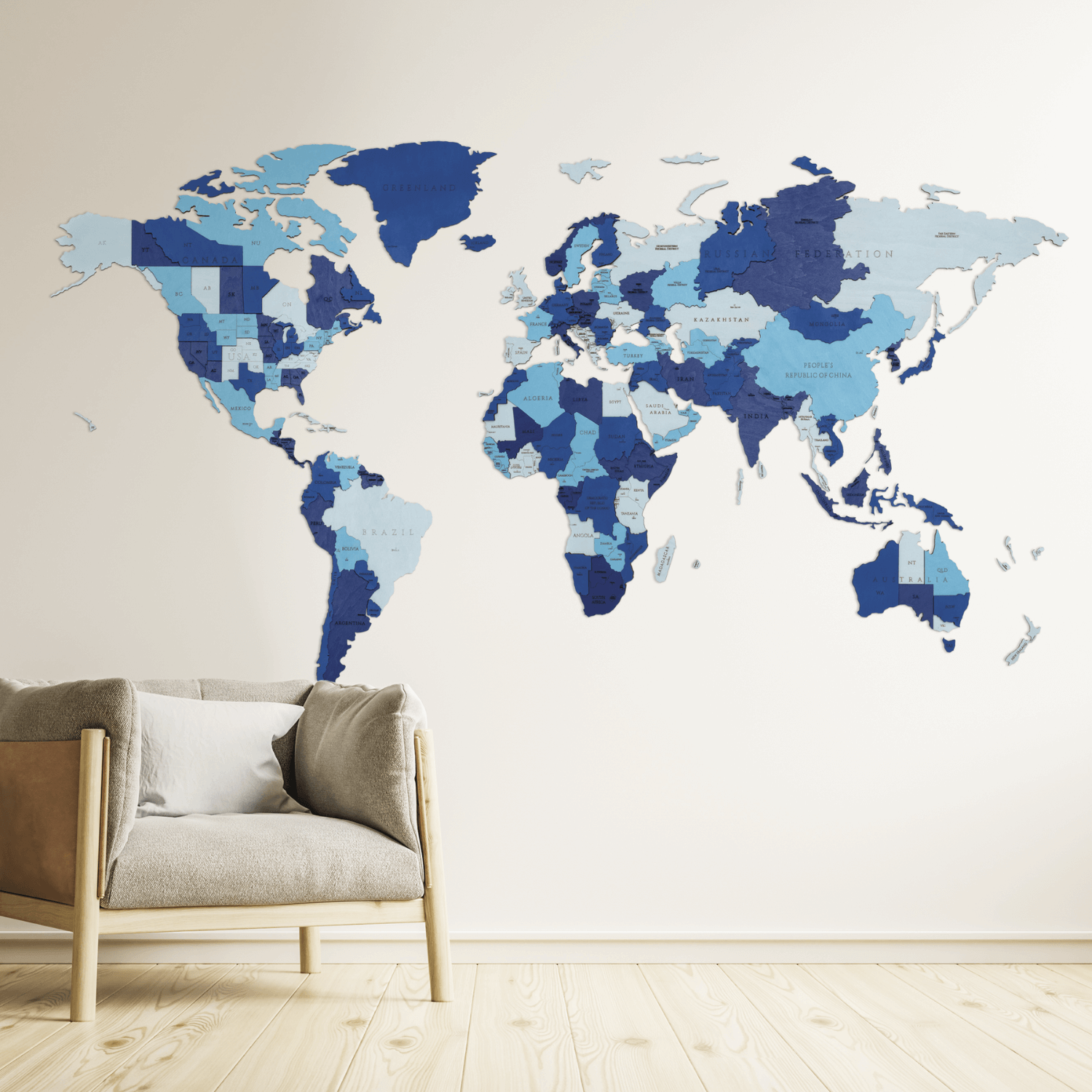 Wood world map kit | World Map wooden wall puzzle | EcoWoodArt
